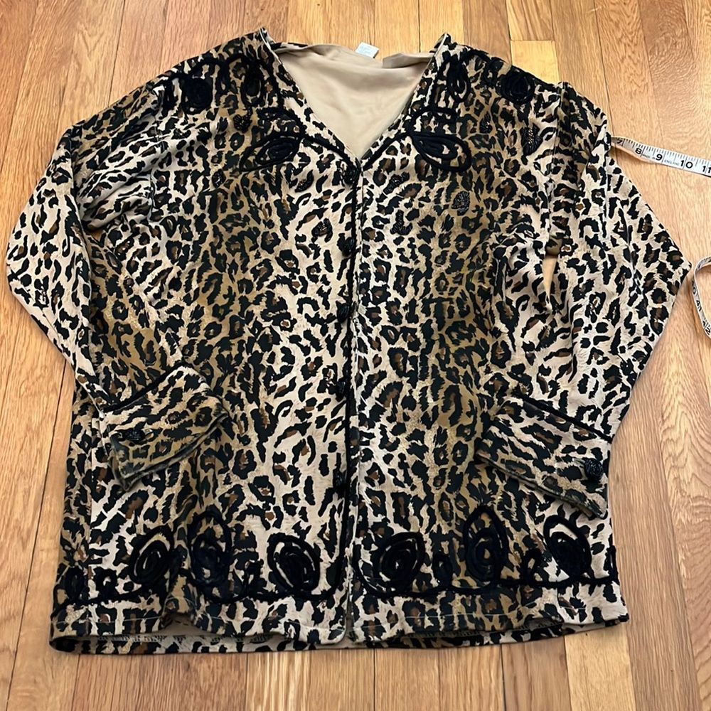 Lisa Ashley Vintage 80s Leopard Print Cardigan Size M… - Gem